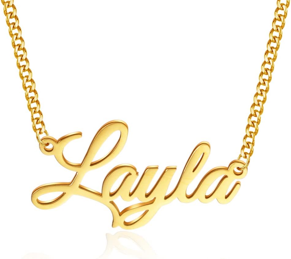 18k Gold Plated Personalized Name Necklace – Engraved Giftsly