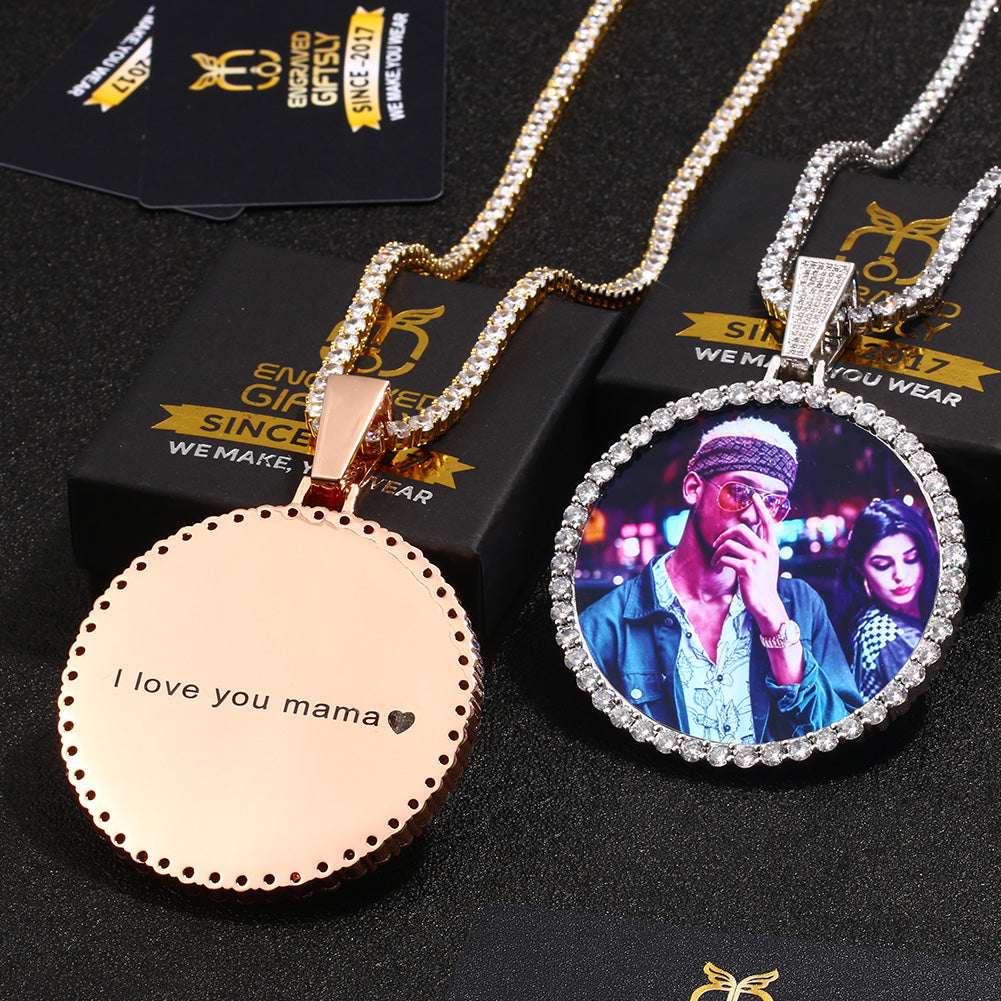 Custom Photo Medallion Necklace- Plating Of Gold Medallion Necklace ...